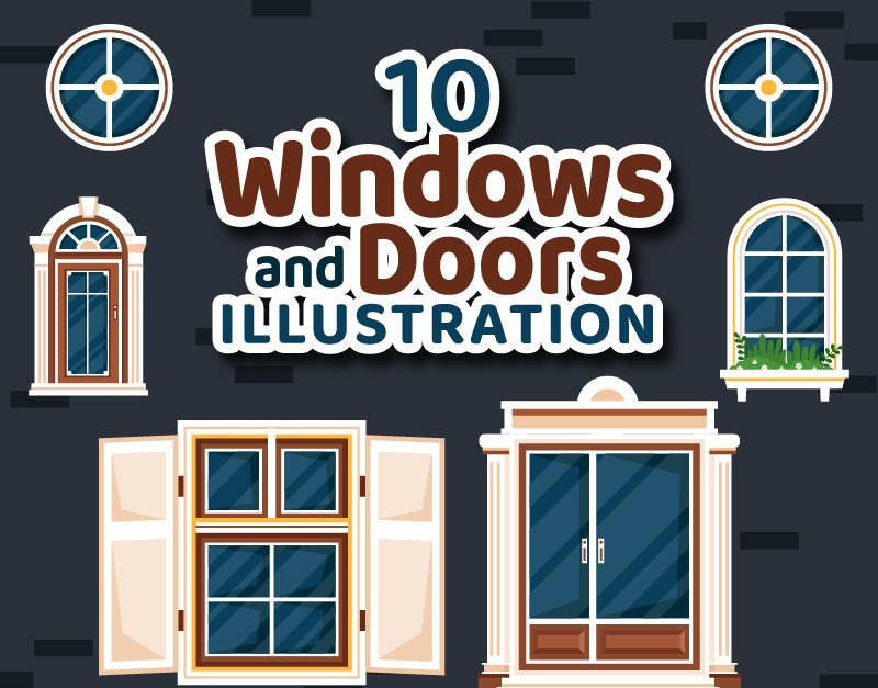 10 Doors and Windows Vector illustration - TemplateMonster