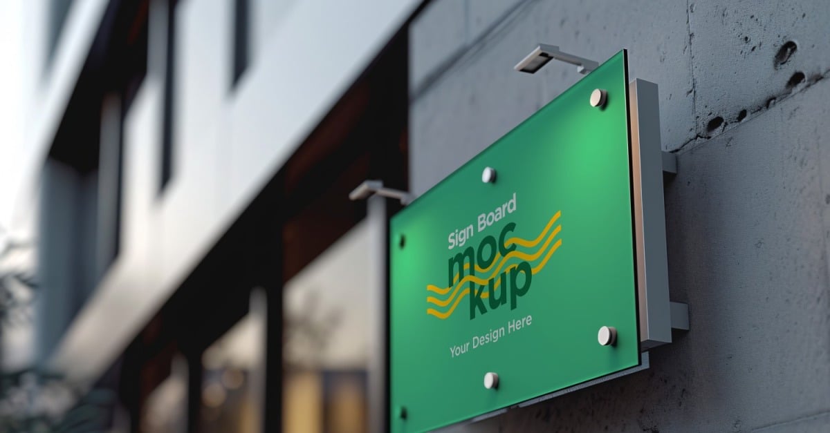 Sign Board Mockup on Building Wall 50 - TemplateMonster