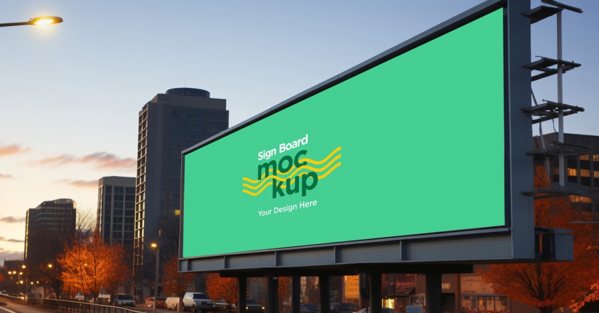 广告牌标志样机模板+ 01 #398620 - TemplateMonster