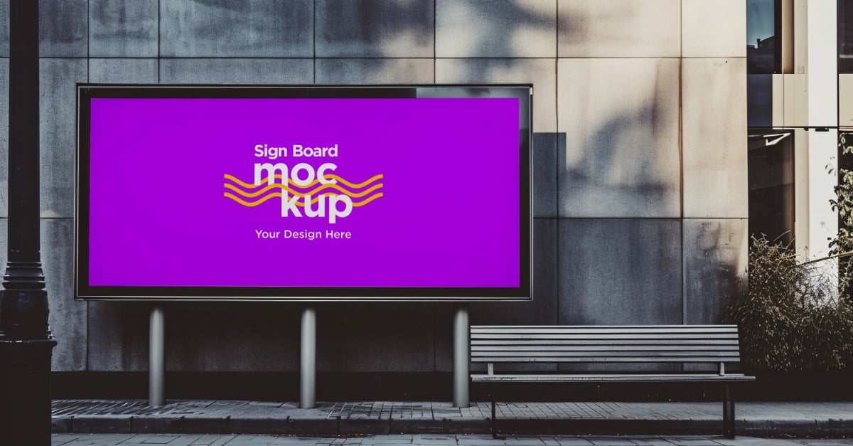 路边广告牌标志样机户外标牌模板 01 #398693 - TemplateMonster