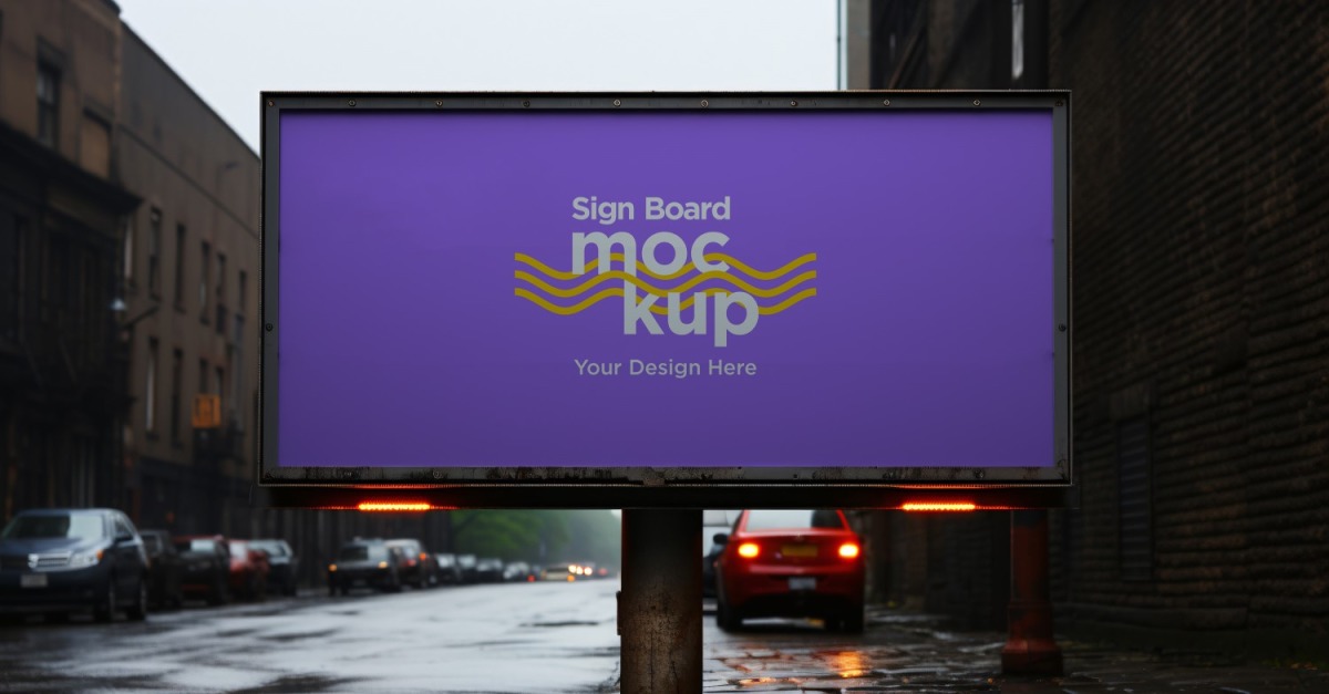 路边广告牌标志样机户外标牌模板 03 #398667 - TemplateMonster