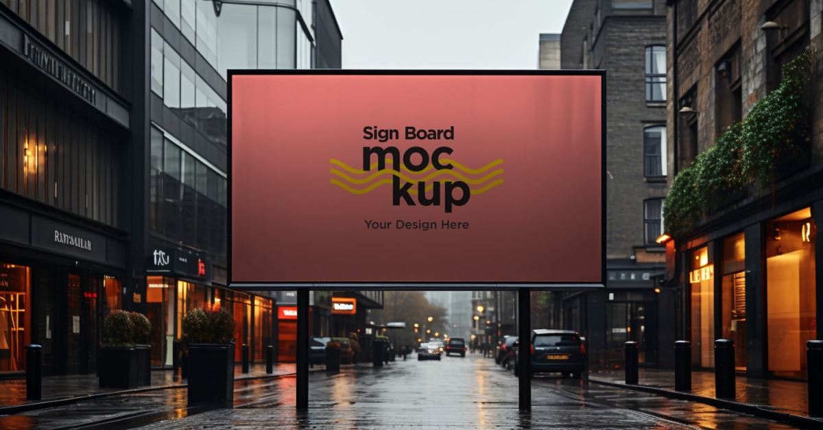 路边广告牌标志样机户外标牌模板 04 #398668 - TemplateMonster