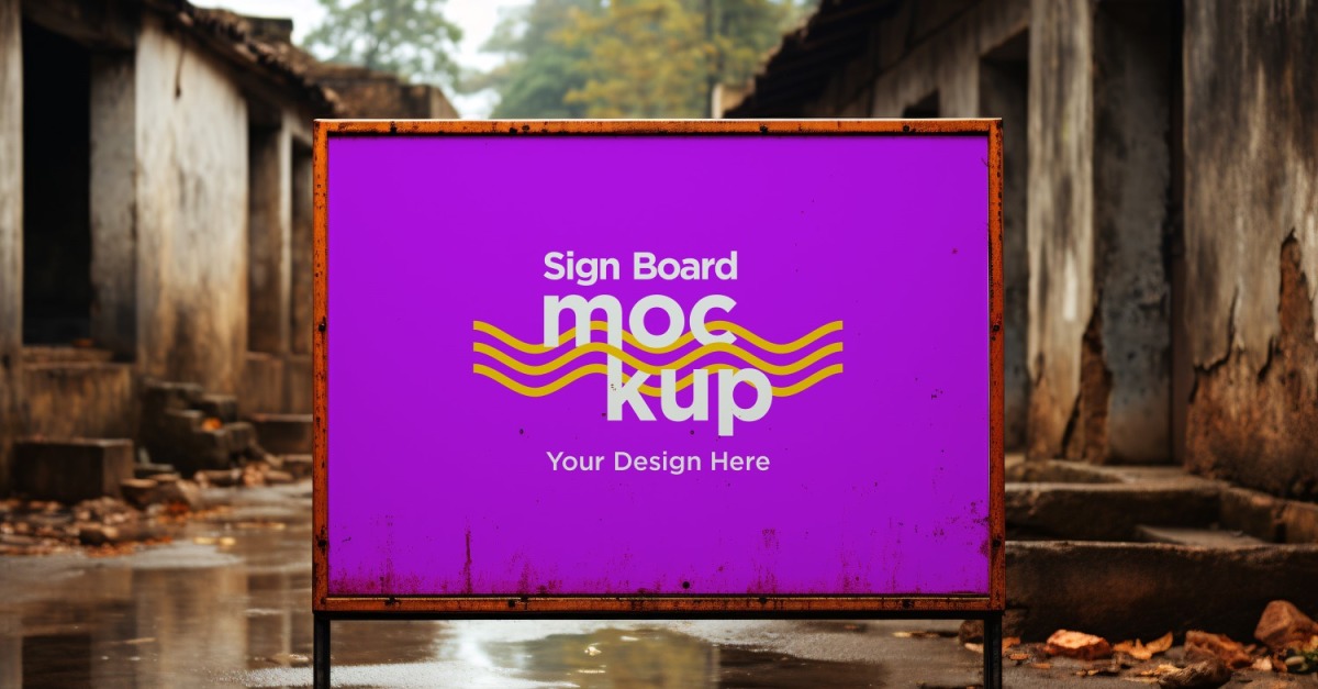 路边广告牌标志样机户外标牌模板 05 #398669 - TemplateMonster