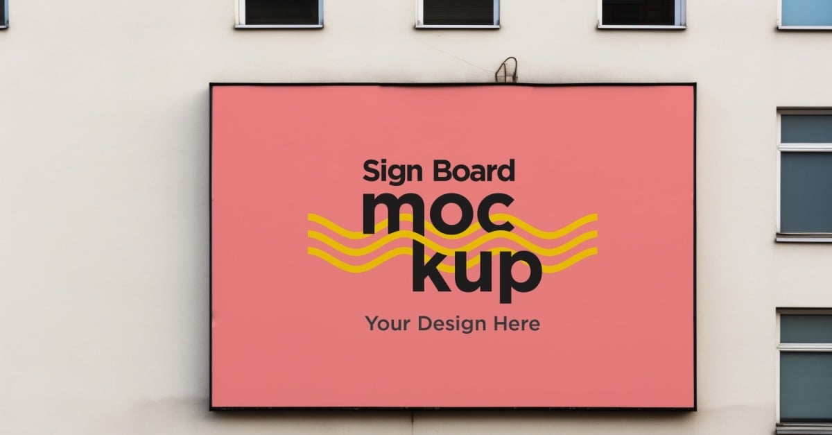 Sign Board Mockup on Building Wall 60 - TemplateMonster