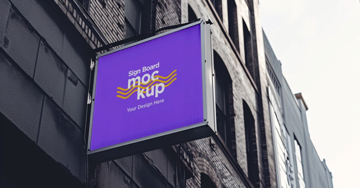 Wall Mounted Sign on Building Mockup 07 - TemplateMonster