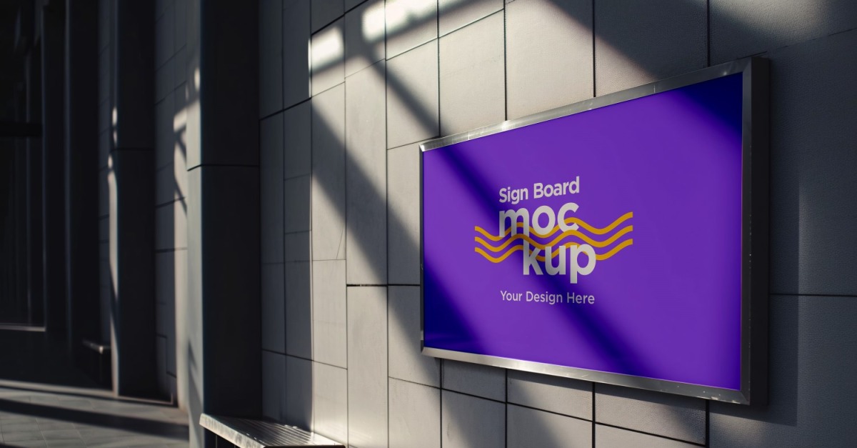 Wall Mounted Sign on Building Mockup 116 - TemplateMonster