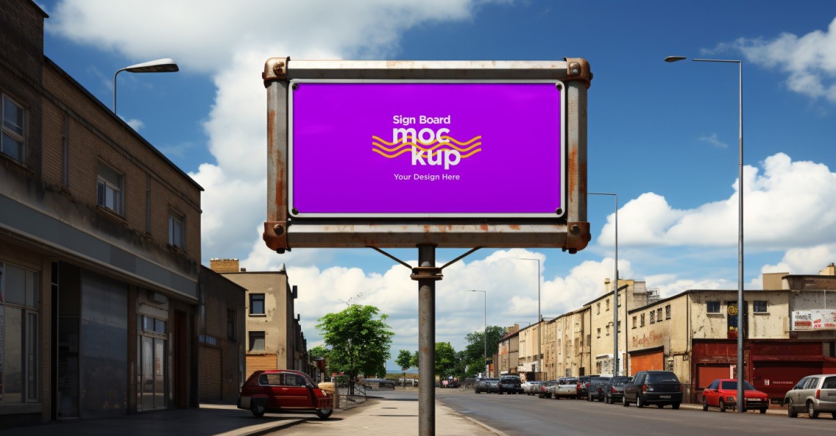 路边广告牌标志样机户外标牌模板 09 #398748 - TemplateMonster