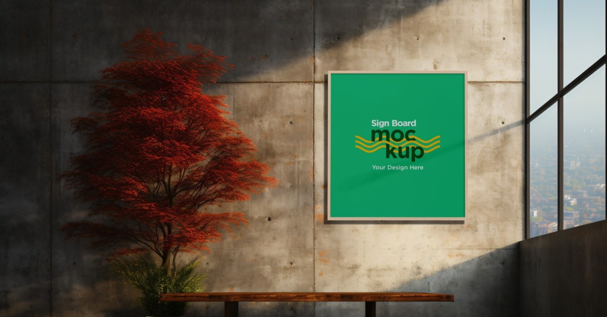 Sign Board Mockup on Building Wall 149 - TemplateMonster