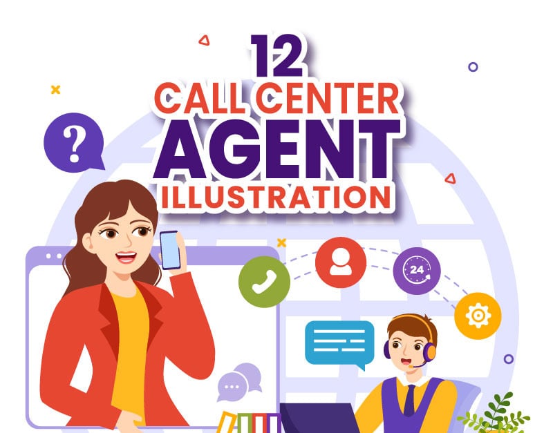 12 Call Center Agent Vector Illustration - TemplateMonster