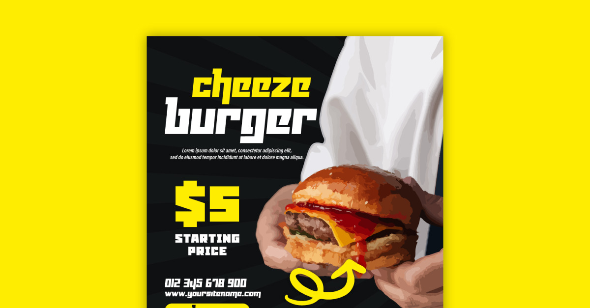 Cheese Fast food social media ad banner design EPS template