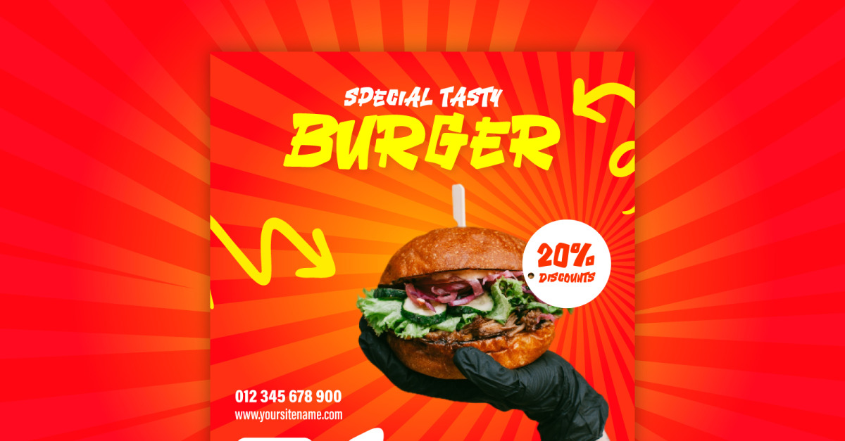 Delicious Hot Fast food social media ad banner design EPS template