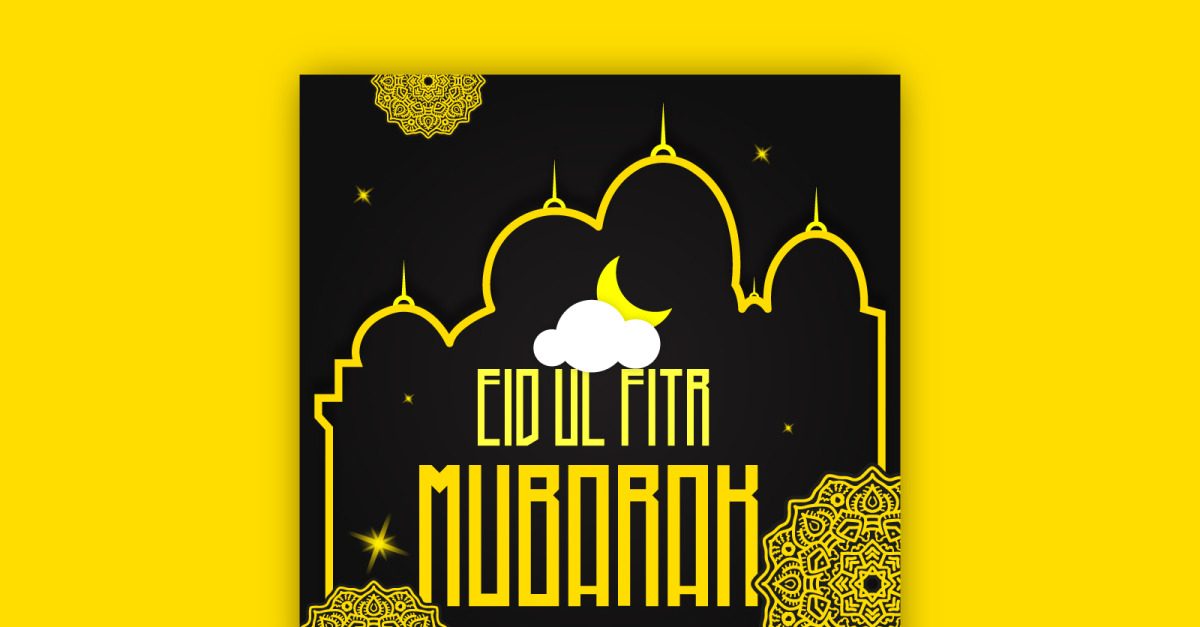 Eid-Ul-Fitr post design with bold mandala art, EPS vector design.