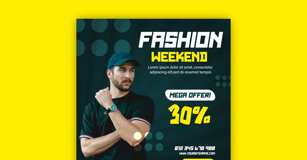 Social media fashion weekend promotional ads banner EPS design template