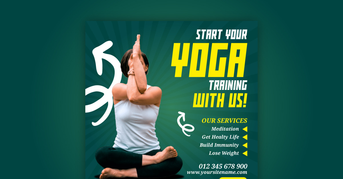 Yoga fitness training promotional social media EPS vector banner templates
