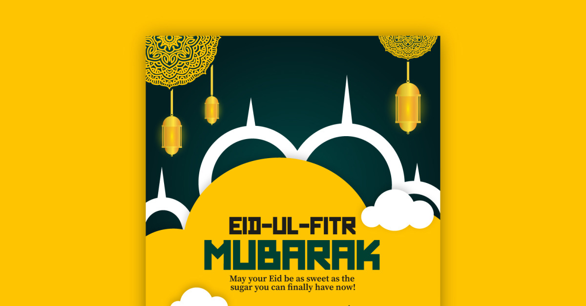 Eid greeting card design with bold mandala art, EPS vector design