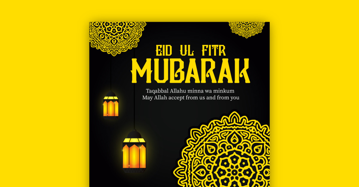 Eid greeting post design with bold mandala art, EPS vector