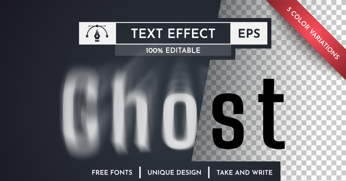 Ghost Editable Text Effect, Graphic Style - TemplateMonster