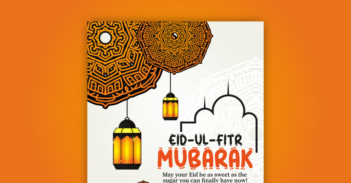 Minimal Eid greeting post design with bold mandala art, EPS vector ...