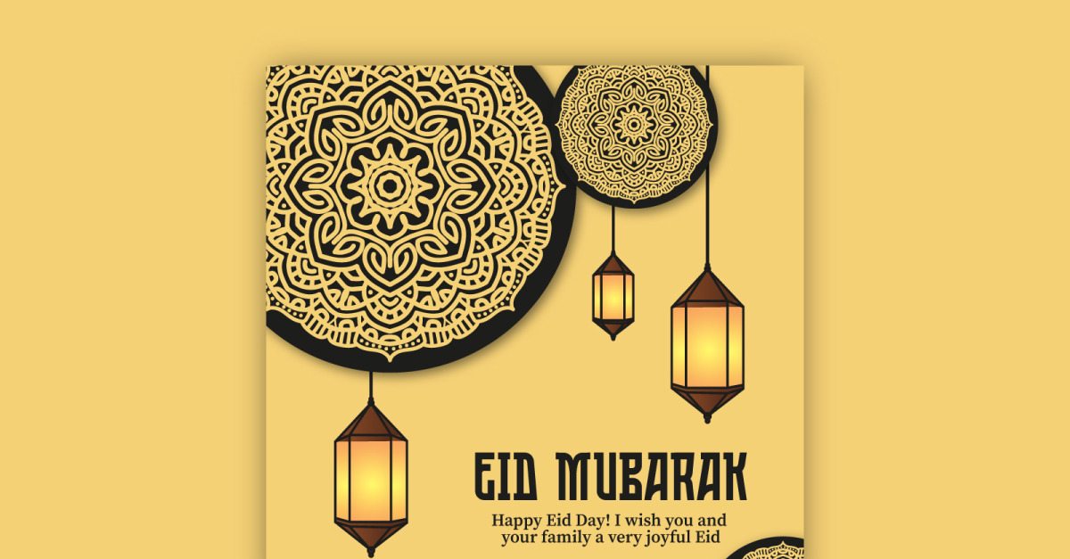 Premium Eid greeting post design with bold mandala art, EPS vector design template
