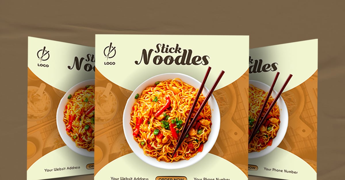 Stick noodles promotional food web poster design