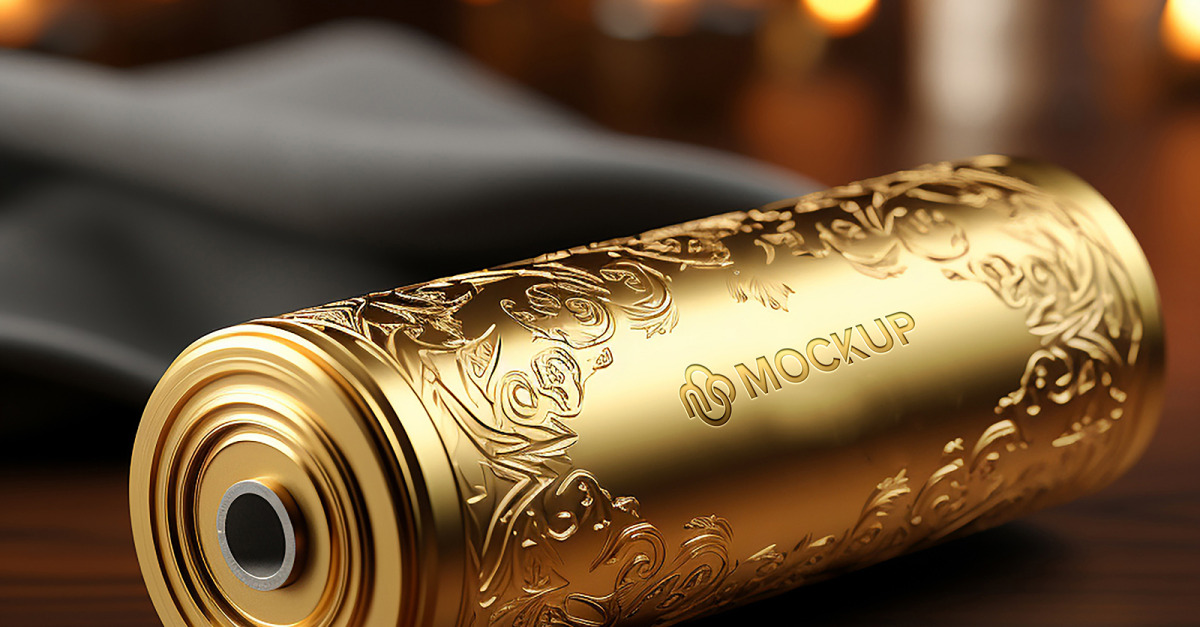 Gold paper roll mockup luxury gold mockup golden logo mockup
