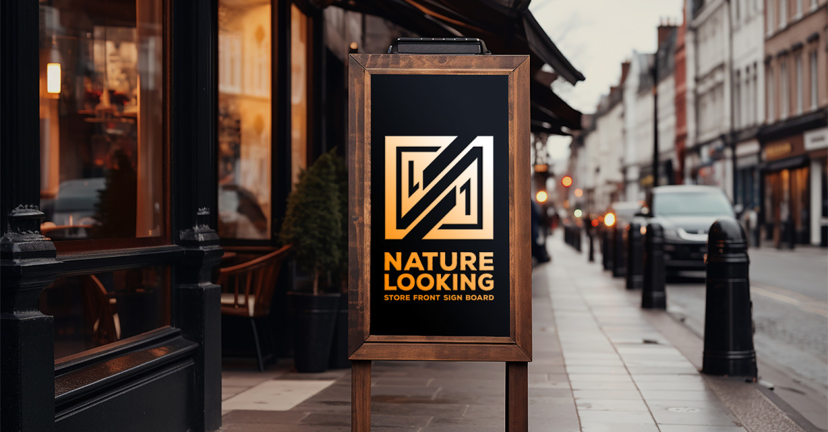 Store front sign board mockup_outdoor sign board mockup