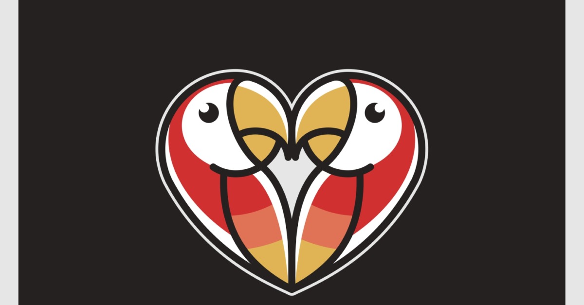 Parrot Bird Love Heart Illustration #400058 - TemplateMonster