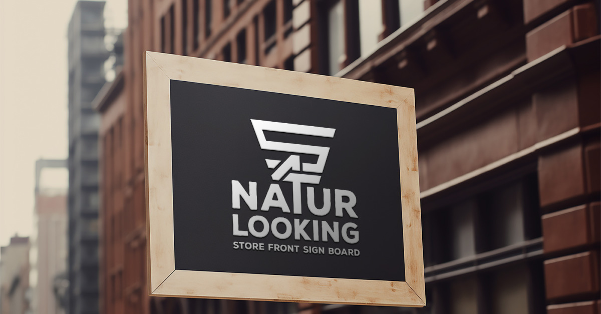 Hanging sign board mockup_store front sign board mockup