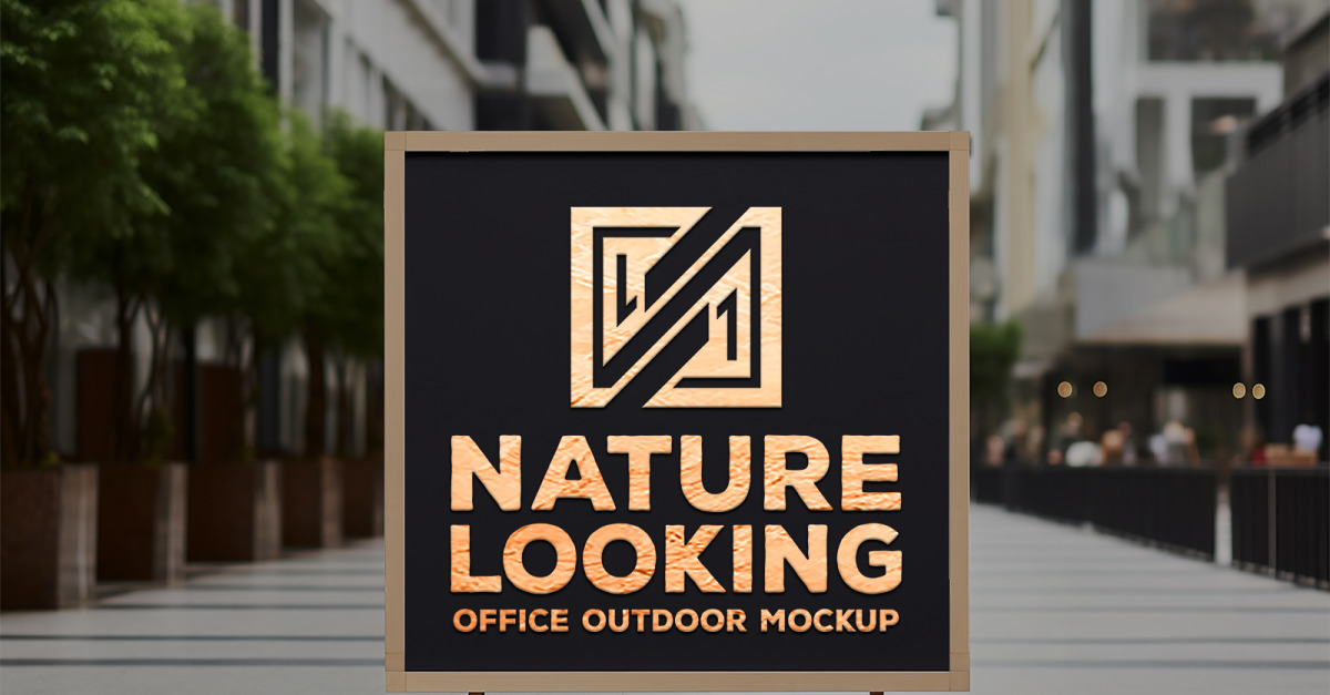 Outdoor board mockup_sign board on the road - TemplateMonster