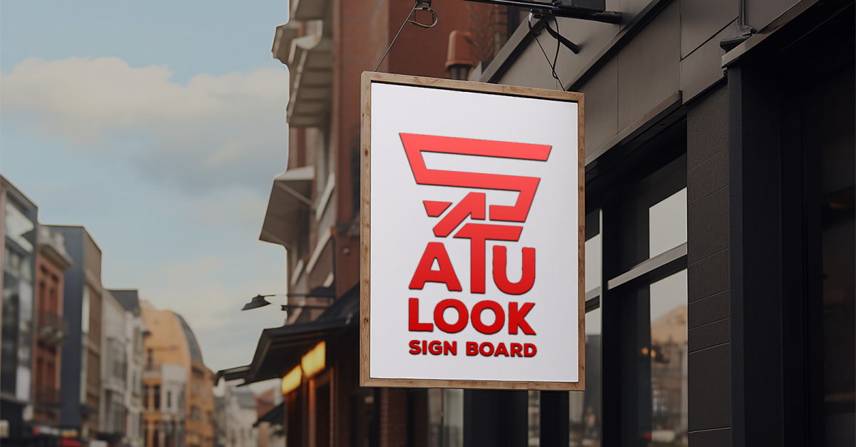 Outdoor sign board mockup_hanging board mockup