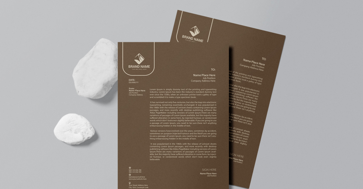 Dark Letterhead design template #400476 - TemplateMonster