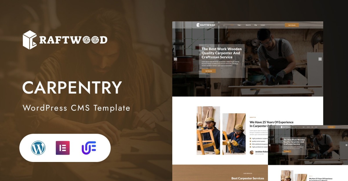 Craftwood - Carpentry And Handyman Woodworking WordPress Elementor Theme