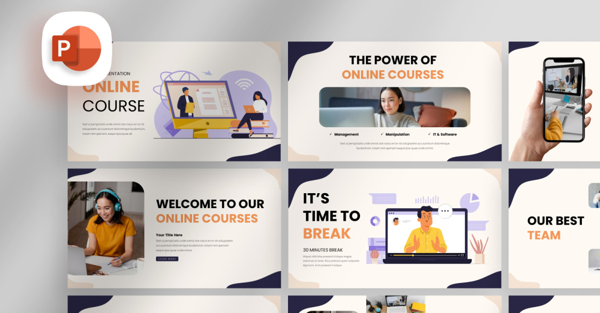 Modèle PowerPoint de cours en ligne créatif - TemplateMonster