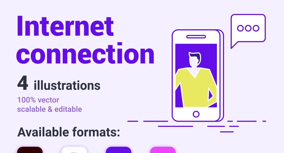 Reihe von Illustrationen zur Internetverbindung