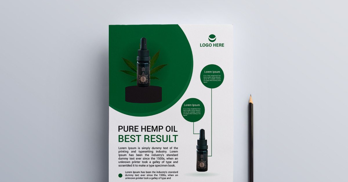 CBD Products Flyer Design Template Or Hemp Oil Benefits Leaflet Design