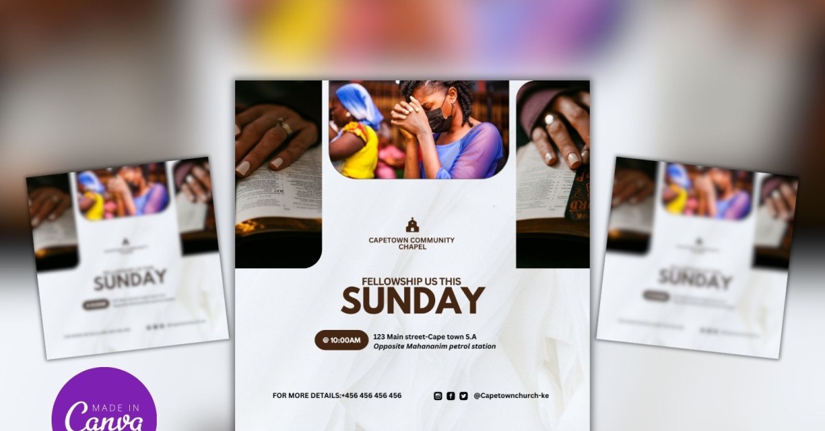 Fellowship With Us Sunday Service Design Template Card