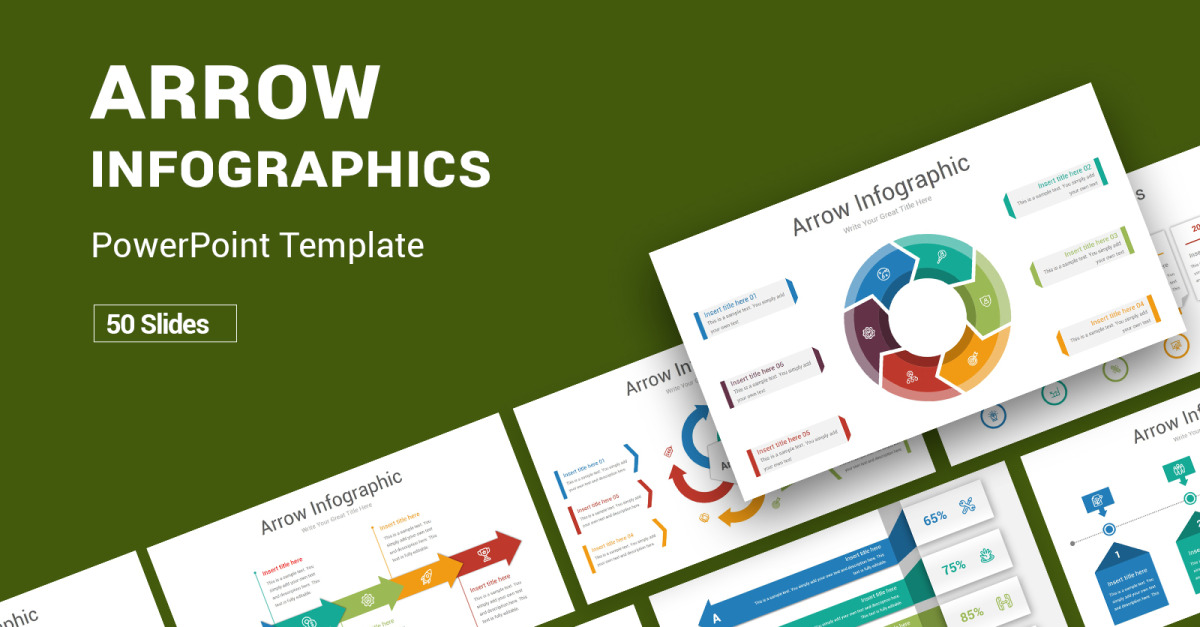 Flèche - Diagrammes de modèle PowerPoint d'infographie