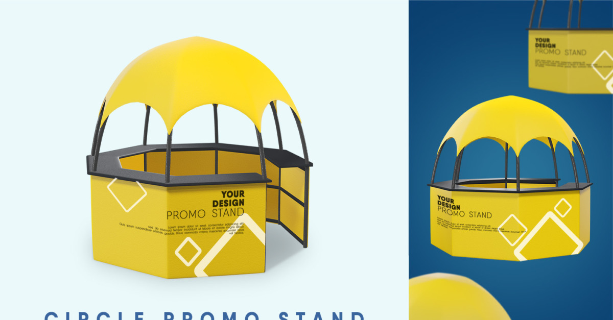 Circle Promo Stand Mockup I Easy Editable - TemplateMonster