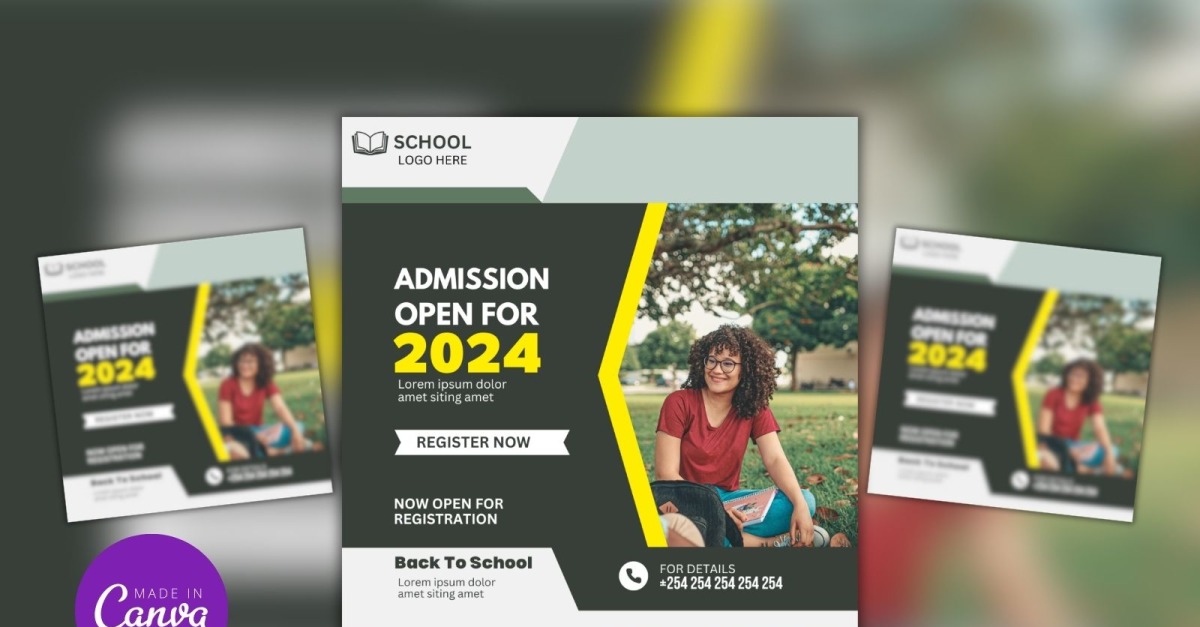 School Registration Open Canva Design Template