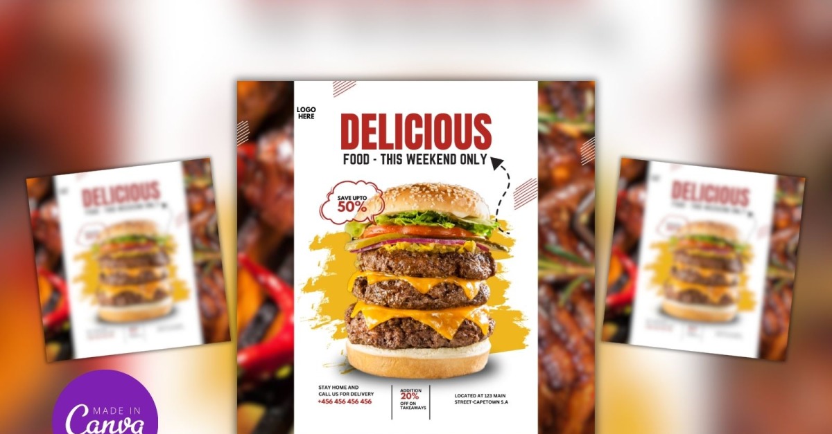 Delicious Food Restaurant Cafe Design Template