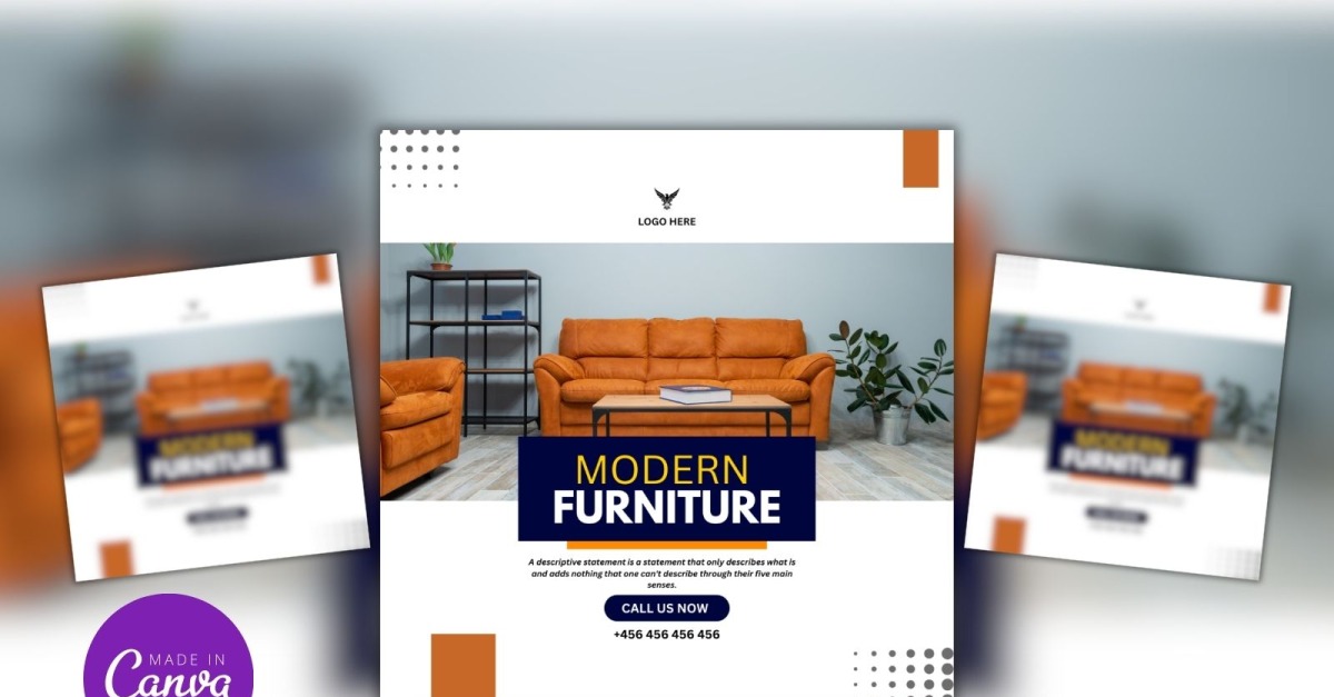 Modern Home Furniture Canva Design Template Post