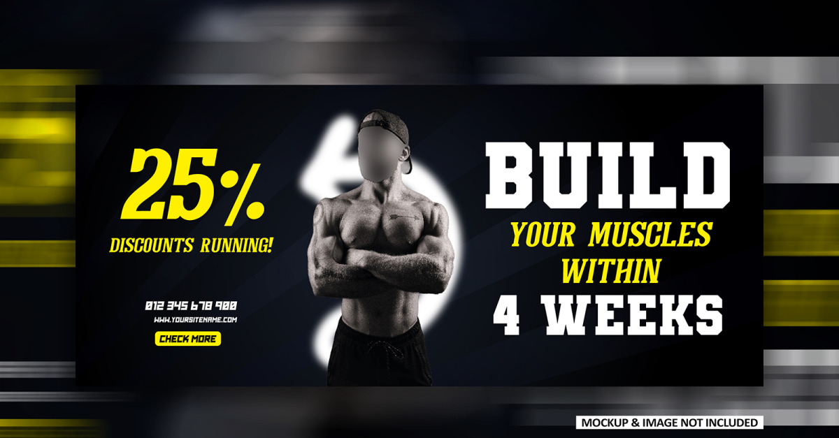 Build your muscles Gym fitness promotional social media EPS vector ...