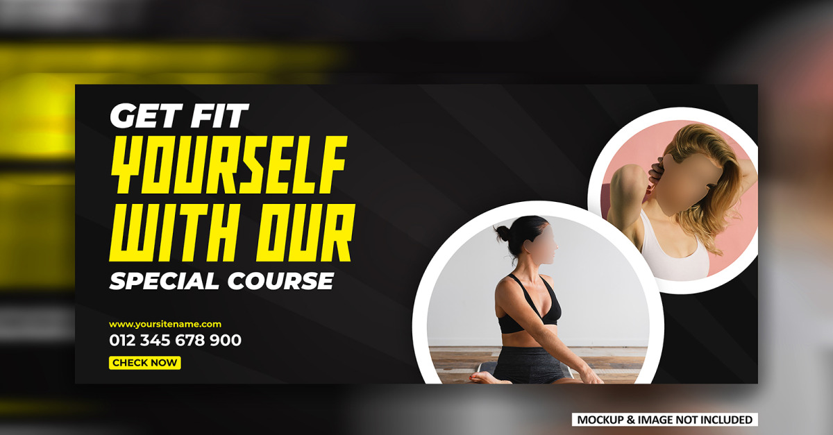 Get fit yourself promotional social media EPS vector cover banner templates