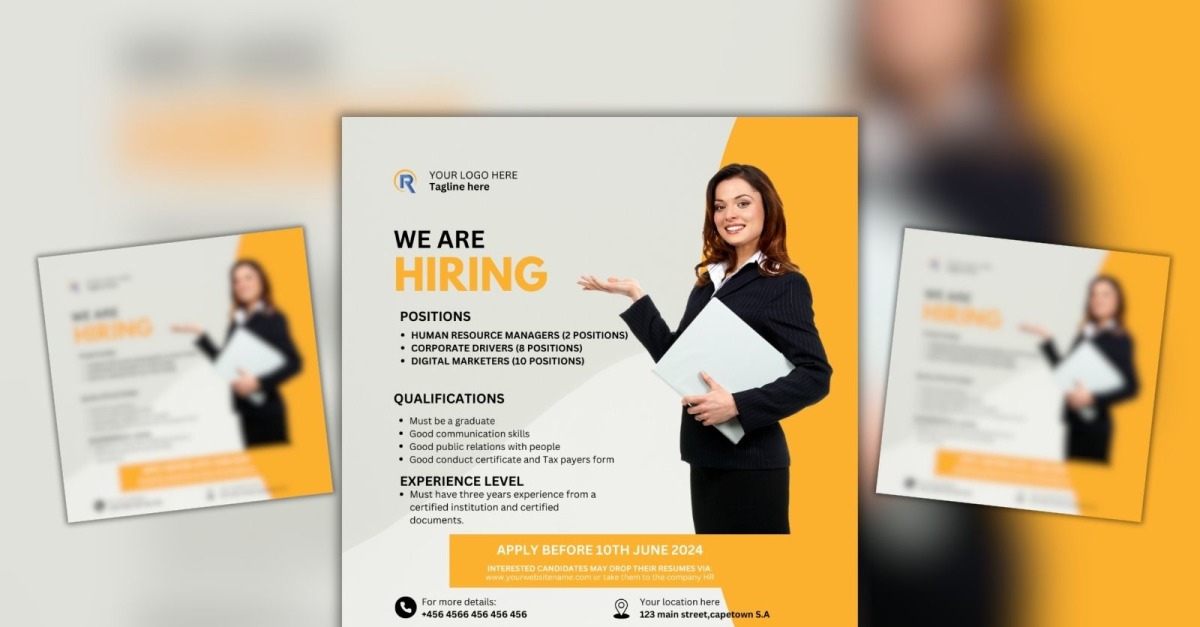Modern Hiring Canva Design Template #402659 - TemplateMonster