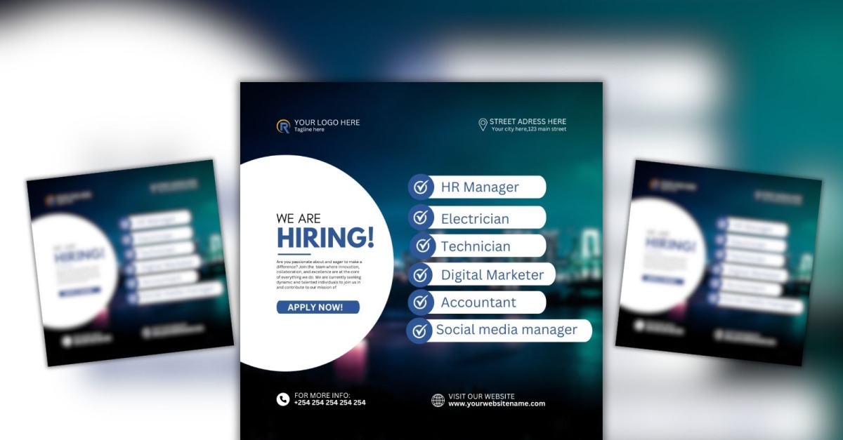We Are Hiring Now Canva Design Template - TemplateMonster