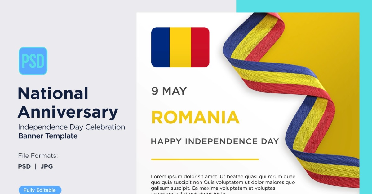 Banner de celebração do Dia Nacional da Romênia