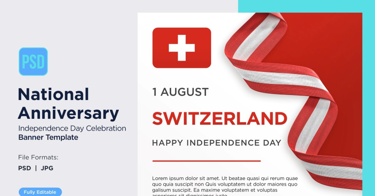 Banner de celebración del día nacional de Suiza
