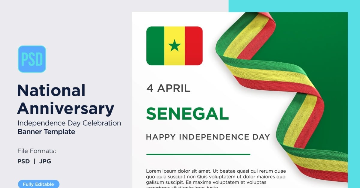 Senegal National Day Celebration Banner - TemplateMonster