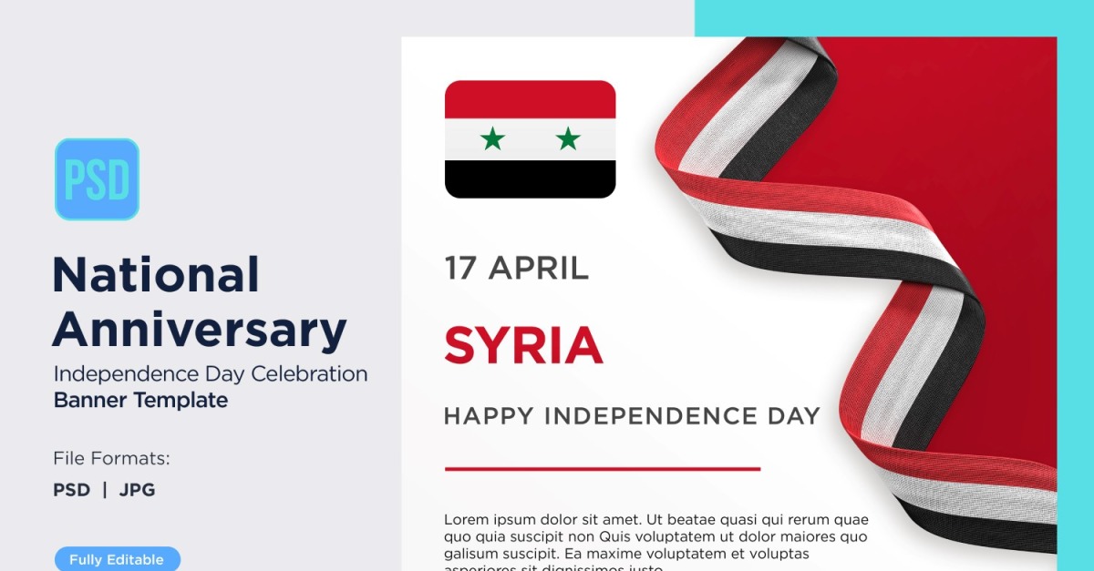 Syria National Day Celebration Banner - TemplateMonster