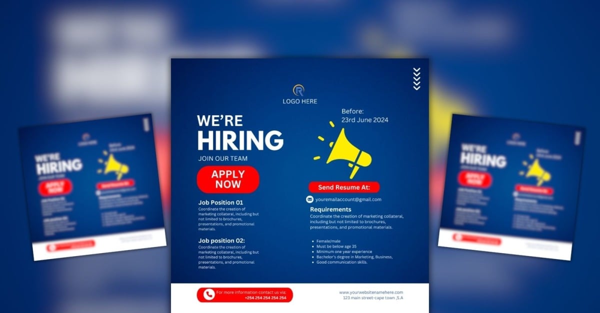Hiring Employees Canva Design Template - TemplateMonster